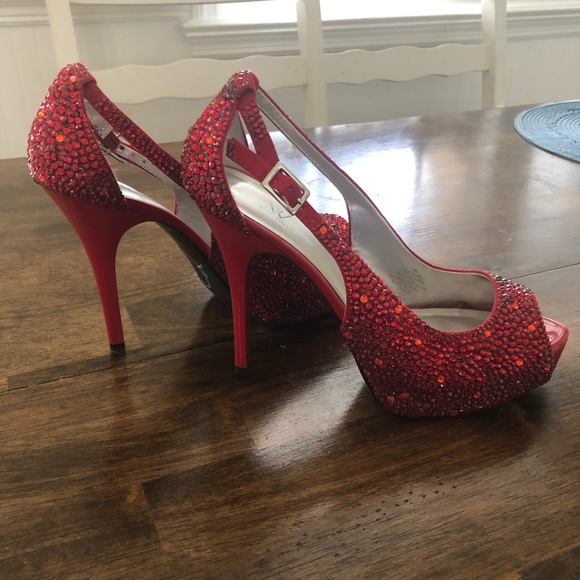 Shoes | Custom Red Crystal Heels | Poshmark